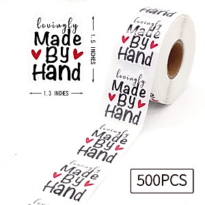 Littlefa 1.5” Lovingly Made by Hand Stickers,Thank You Stickers,Bakeries Stickers,Handmade Stickers,Small Business Stickers, Envelopes Stickers, Gift Bags Packaging 500 PCS