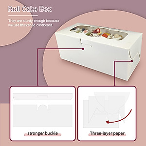 Aumodizzy 30pcs 9x4x3.5 Inch Cookie Boxes White Bakery Boxes with Window, Loaf Cake Boxes for Roll Cakes, Desserts, Muffins, Donuts, Candies and Pastries(9 Inch)