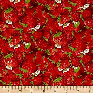 Berry Good Packed Strawberries Red, Fabric by the Yard