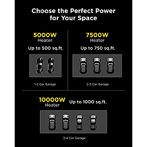 InoKraft 7500W Electric Garage Heater with Remote, Ceiling Mount Fan Forced Shop Heater with Digital Thermostat, 240V Hardwired Space Heater for Garage&Workshop, 12-hour Timer and Overheat Protection