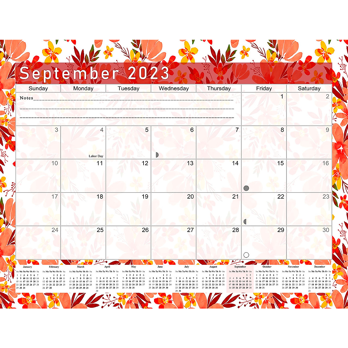 2023-2024 Calendar 16 Months Student Calendar/Planner for 3-Ring Binder, Desk, or Wall -v022