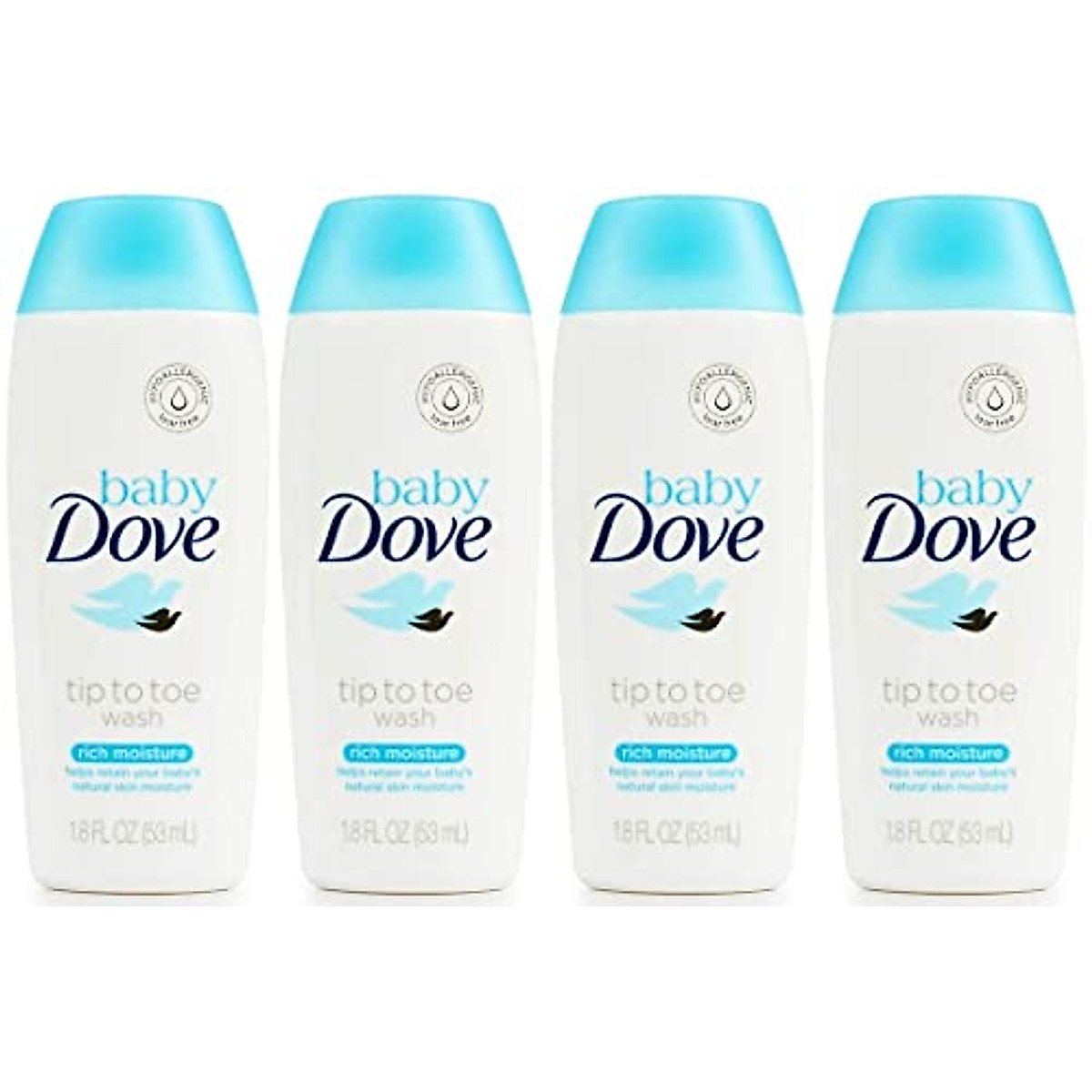 Baby Dove Tip to Toe Wash, Rich Moisture, Travel Size, 1.8 Ounce (Pack of 4)