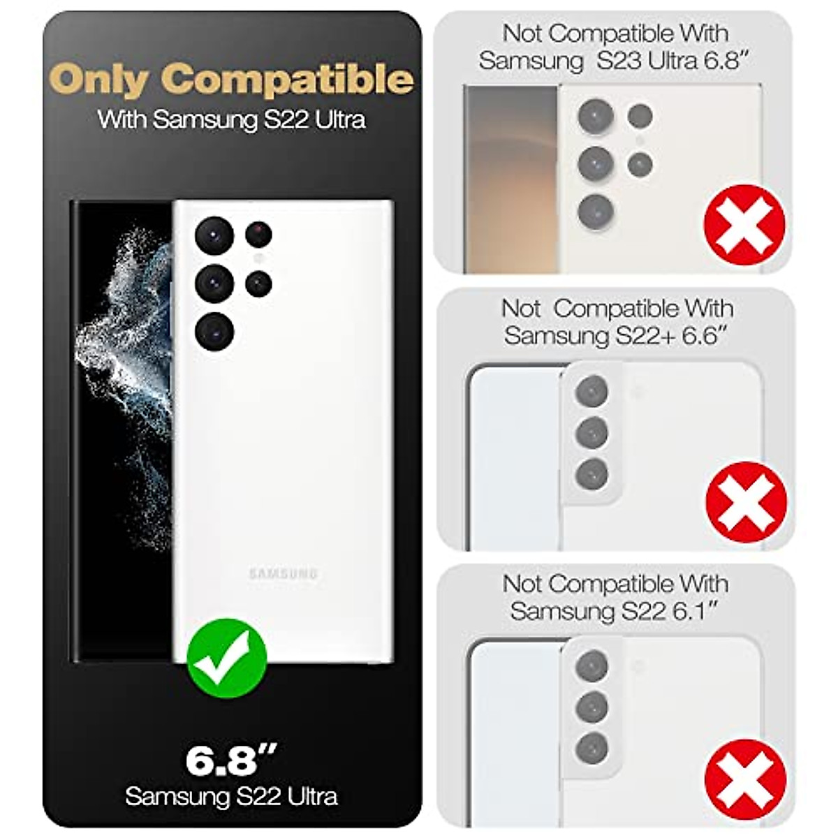 Dexnor for Samsung Galaxy S22 Ultra Case/6.8 inches, [Built in Screen Protector and Kickstand] Heavy Duty Military Grade Protection Shockproof Protective Cover for Samsung Galaxy S22 Ultra 5G,Black