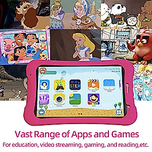 HAOVM Kids Tablet, 8 Inch Android 11.0 Tablet for Kids, 2GB RAM, 32GB ROM, Learning Apps - Pink Kid-Proof Case