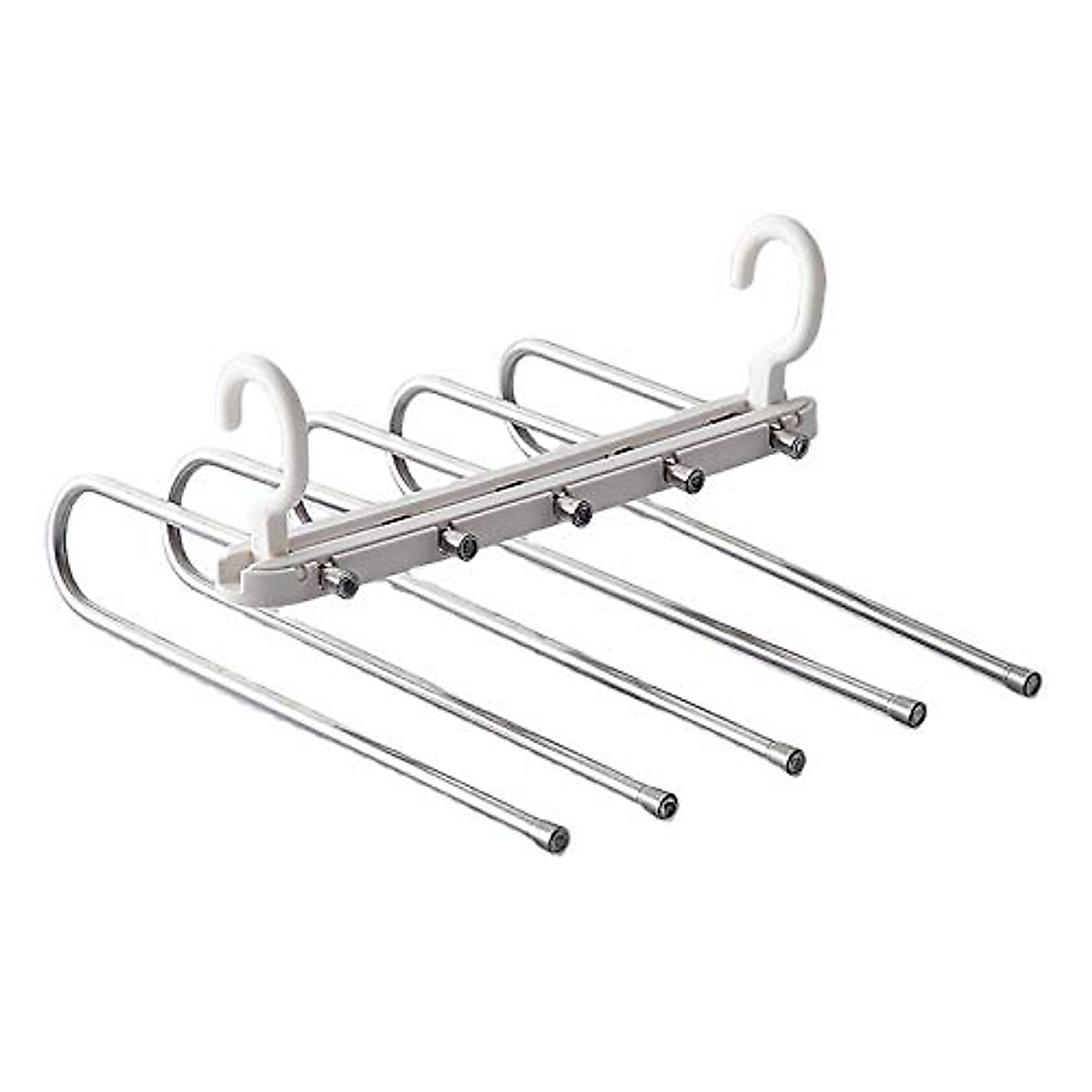 Magic Pant Hanger Multi Functional Non-Slip Pants Rack 5 Layers Space Saving Closet Storage Organizer for Jeans Trousers Pants Scarf Skirts 1 Pack (Grey)