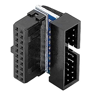 GELRHONR Right Angled USB 3.0 20-pin Male to Female Extension Adapter, Desktop Motherboard 90 Degree Angled USB 3.0 19-Pin Motherboard Internal Header-Black 2PCS