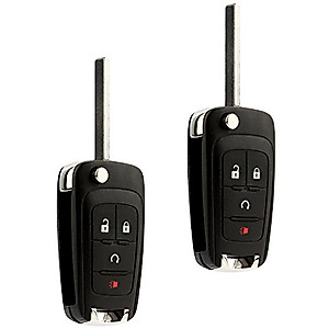 Car Key Fob Keyless Entry Remote Flip fits 2010-2017 Chevy Equinox, Sonic, Trax, Terrain (OHT01060512), Set of 2