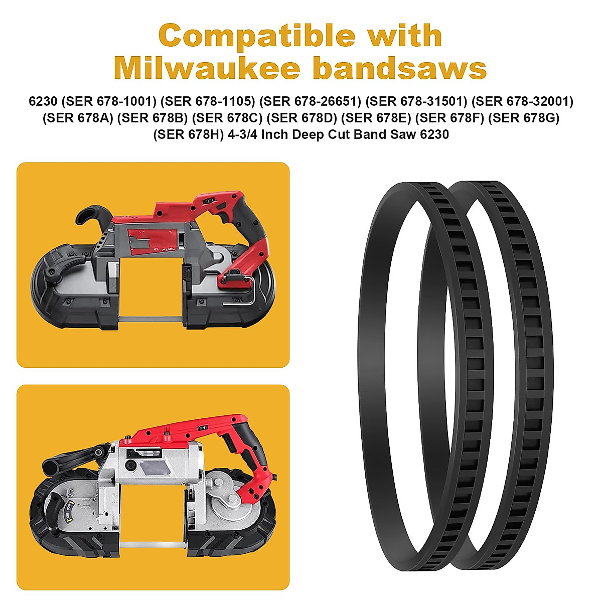 2 Pack 650721-00 Bandsaw Rubber Tires Replacement for Dewalt Portable Band Saw Replacement Parts DWM120 A02807 DCS374 DW328K 3129K 725 726 736 7724 9725 D28770 D28770K
