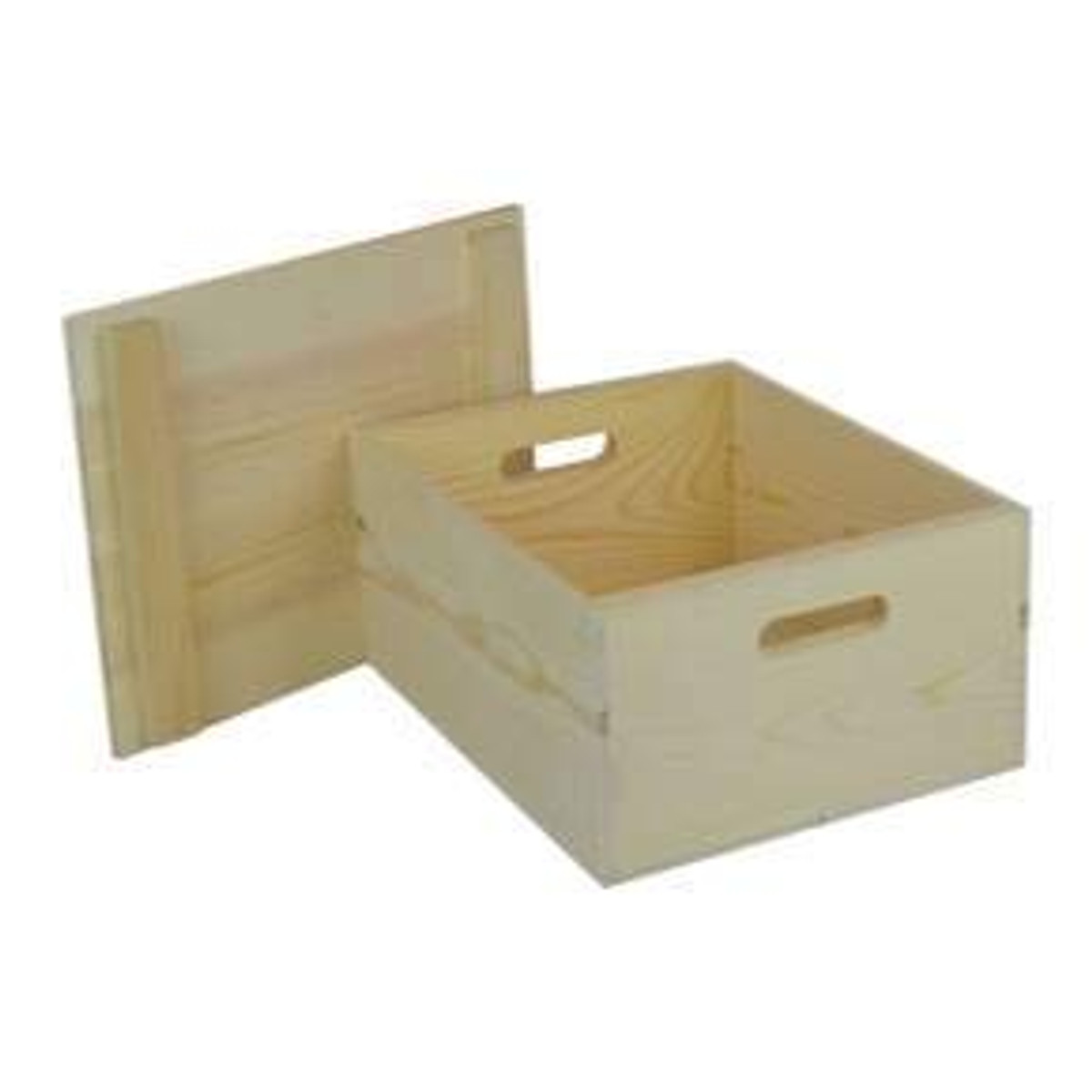 Wooden Pine Box with Hand Holes and a Drop on Lid
