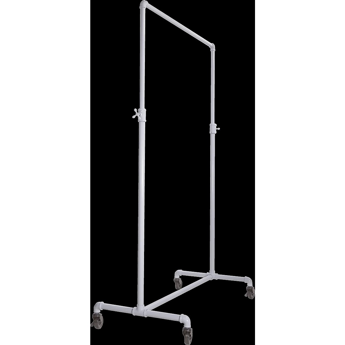 Econoco Pipeline Adjustable Height | Ballet Bar | Vintage Rolling Rack | PSBBADJWTE |Gloss White