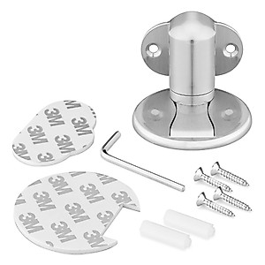 Navaris 1x Magnetic Door Stop - Magnetic Metals Door Stoppers Stopper Catch with Built-in Magnet - Magnetized Door Stop with Concealed Catch