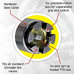 LockNFlate® Locking Air Chuck - Six Steel Jaws Lock onto Any tire Valve - Won't Leak or pop Off - Rated to 150 PSI - Closed Flow