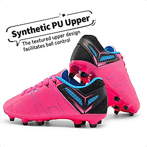 DREAM PAIRS Boys Girls Soccer Football Cleats Shoes for Little Kid/Big Kid,Size 10 Toddler,Fuchsia/Black/Cyan,160471-K
