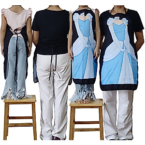 sloHEXtted Princess Character Cinderella Apron-Black Cartoon Cute Apron for Girl Women Lady Kitchen Chef Cooking BBQ Bib Apron Creative Party Cosplay Costume