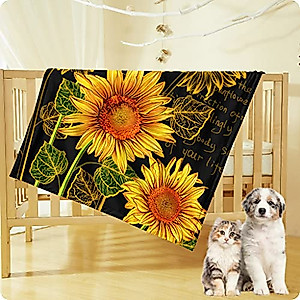 Sunflower Blanket Flower Soft Throw Blanket Bright Yellow Warm Lightweight Blankets Sunflower Gifts for Women Small Travel Plush Blanket for Bed Sofa Living Room Decor 40x50inch