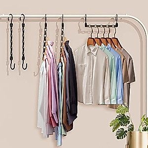 24 Pack Hangers Space Saving Magic Sturdy Space Saver Storage Smart Plastic Clothes Hanger Organizer for Closet Wardrobe Apartment College Dorm Room Essentials, Black