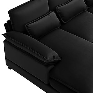 U-Shaped Symmetrical Modular Sectional Sofa Couch Velvet Upholstery Cloud Cushions Deep Seat Sleeper Sofa&Couch W/Wide Chaises and 4 Pillows for Living Room