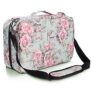 Shulaner Pencil Case Slot Holds 300 Colored Pencils or 200 Color Gel Pens with Zipper Closure Large Capacity Nylon Pen Organizer for Student or Artist (Green Rose with Shoulder Strap)