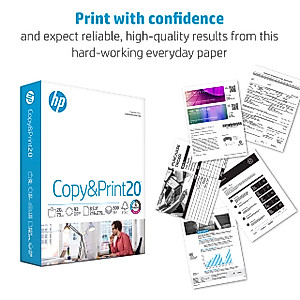 HP Printer Paper | 8.5 x 11 Paper | Copy &Print 20 lb | 10 Ream Case - 5,000 Sheets | 92 Bright | Made in USA - FSC Certified | 200060C