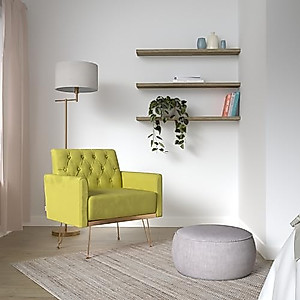 Olela Accent Chair Set of 2,Velvet Armchair Single Sofa Modern Tufted Upholstered Side Reading Chairs with Arm and Gold Metal Leg for Living Room Bedroom Club Nursery Office Decorate(2, Olive Green)