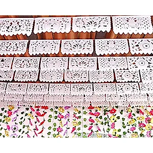 White Papel Picado, White Fiesta Banner, Mexican Theme Party Supplies, Mexican Wedding Flags Cinco de Mayo Tissue Paper Panels WS700