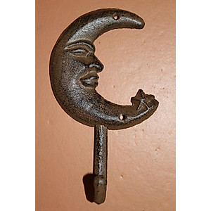 Set of 3 Cast Iron Sun, Moon and Star Wall Hooks for Entryways or Any Hanging Storage Location You Need a Handy Hook. Heavy Duty and Durable!