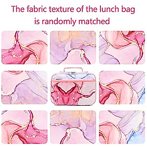 LOIDOU Lunch Box Kids Girls Boys Insulated Lunch Bag Thermal Meal Tote Women Reusable Lunch Pail Bags for School Travel (Marble Pink)