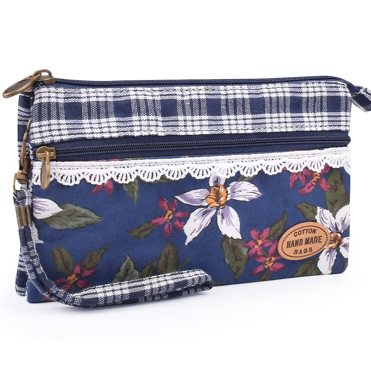 LassZone Canvas Cute Crossbody Handbags Cell Phone Purse Wallet Flowers Pattern Small Change Pouch Bags for Women Girls