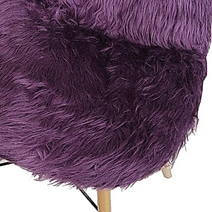 GIA Contemporary Desk Chair with Removable Faux Fur Cushion Cover, Royal Purple