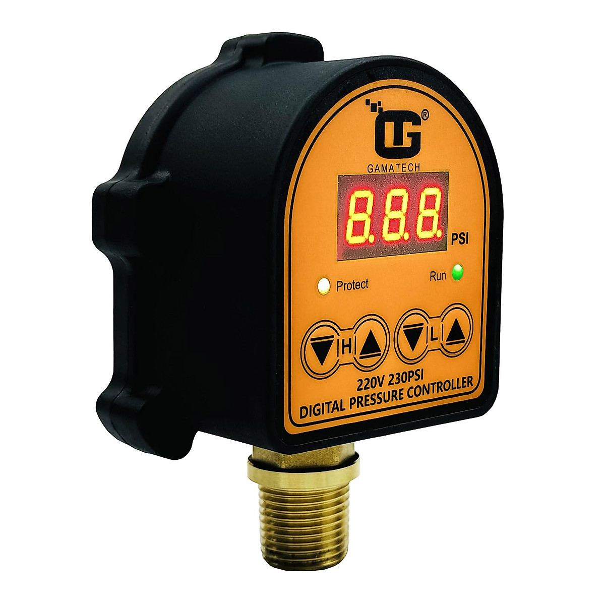 GamaTech Pressure Switch for Water Pump and Air Pump, Digital Adjustable Pressure Controller, 220V, 0-230 Psi,1/2" Male Npt