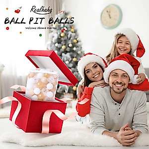 Realhaha Ball Pit Balls 100 Play Balls Plastic Balls for Baby Girls Toddlers Kids Play Tent Pool Playhouse Playpen Party Decoration, Gold Milktea White