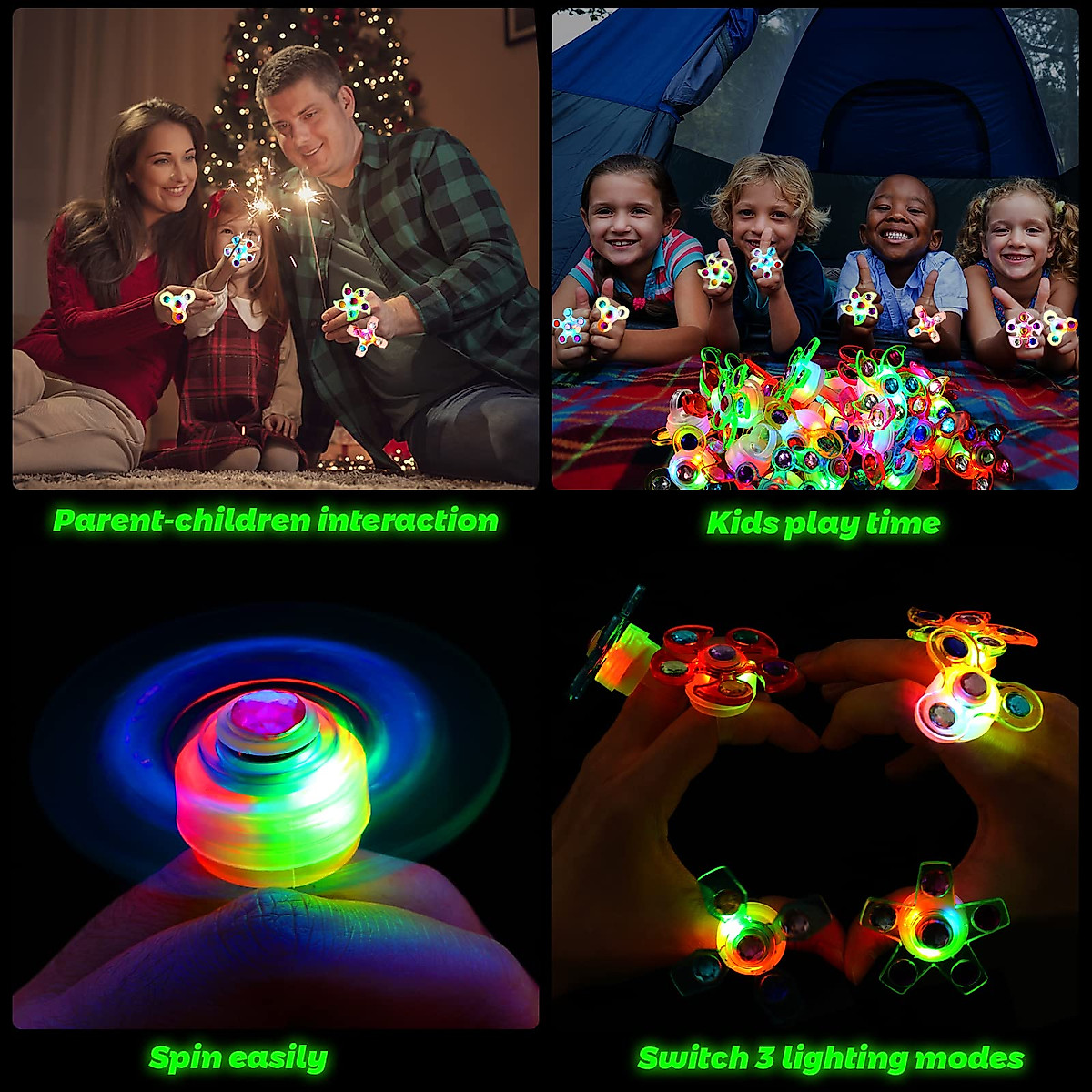 Mikulala 24 Pack LED Light Up Fidget Spinners Rings Party Favors for Kids, Christmas Party Favors Prizes Box Toys Birthday Gifts Goodie Bag Stuffers Glow in The Dark Party Supplies