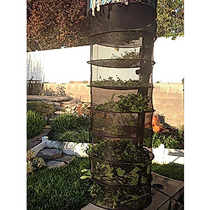 Desy & Feeci Herb Drying Rack, 8 Layer Collapsible Mesh Dry Net Herb Dryer with S Hang Buckle and Storage Bag, Black