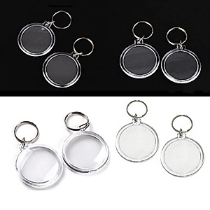 25PCS Clear Round Acrylic Photo Keychains Round Blank Insert Photo Picture Frame Split Ring Keychain Snap In Round Photo Keychrings Wallet Friendly Key Ring for Women Men 1.4 x 1.4 Inch Inner Diameter