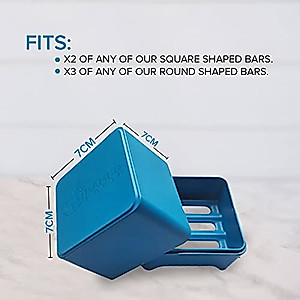 BAMBOEARTH Natural Eco-Friendly in-Shower Storage Container - Soap Dish Holder for Shampoo Conditioner & Body Bars Made of Bamboo - Extends Bar Life Plastic Free Zero Waste & Vegan (Blue)