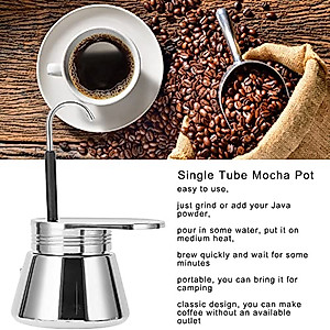 Single Spout Mocha Pot, Stainless Steel Espresso Maker Coffee Pot Lightweight Cafe Maker Portable Outdoor Camping Brewed Coffee Cup for All Electric Ceramic Gas Stovetops(200ml)