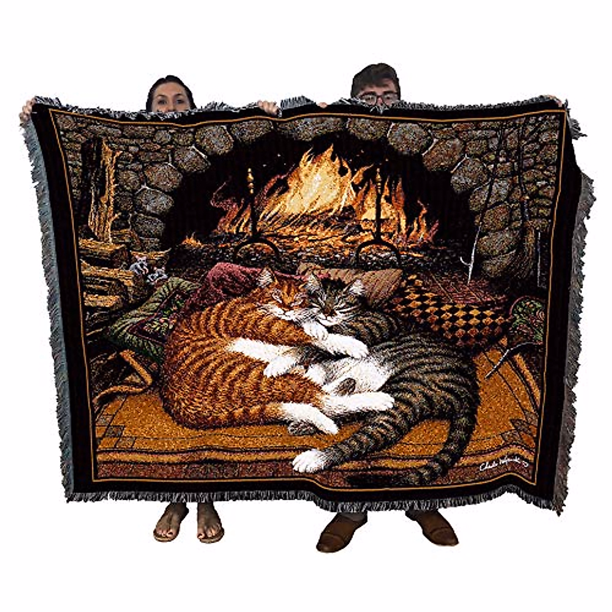 Pure Country Weavers All Burned Out Cat Blanket by Charles Wysocki - Gift for Cat Lovers - Tapestry Throw Woven from Cotton - Made in The USA (72x54)