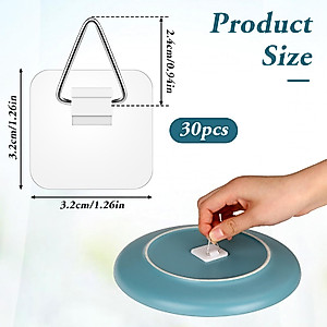 30 Pcs Small Plate Hangers Invisible Plate Hangers for The Wall Self-Adhesive Wall Hanging Hooks Decorative Plate Holders for Display Versatile Wall Plate Hanger for Pictures, Home, Office, Kitchen