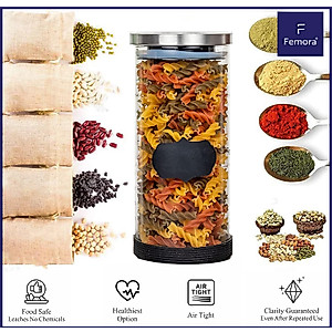 Femora Borosilicate Glass Air-Tight Jar with Silicon Base, 900 ml, Set of 2