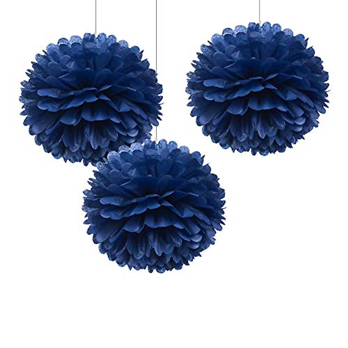 WEVEN 12" Navy Blue Tissue Pom Poms DIY Hanging Paper Flower Balls for Nautical Party Decoration 4th of July Patriotic Decorations, Pack of 12