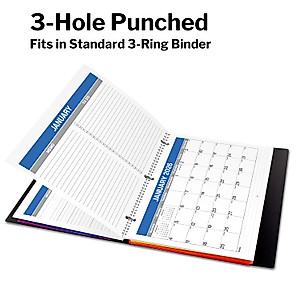 Dunwell 2023 Calendar for 3-Ring Binder (8.5x11, Blue Shades) Use as 2023 Binder Calendar, Wall Calendar or Desk Calendar, 3-Hole Punched, Fits Standard Notebooks