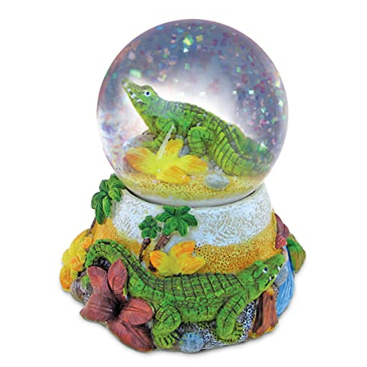 COTA Global Alligator Stone Snow Globe - Sparkly Water Globe Figurine with Sparkling Glitter, Collectible Novelty Ornament for Home Decor, for Birthdays, Christmas, and Valentine's Day