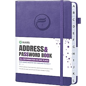 Address Book with Alphabetical Tabs, Hardcover Password Book, Address Organizer Keep Track of Phone Numbers, Special Days, Birthdays, Anniversaries and Notes (5.3'' x 7.7", Purple)