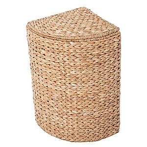 Pie-Shaped Sea Grass Laundry Basket with Removable Liner and Lid - Coastal, Natural Decor Style - Pie Shape Fits in Corner for Easy Storage - 27 in. height - from Kouboo