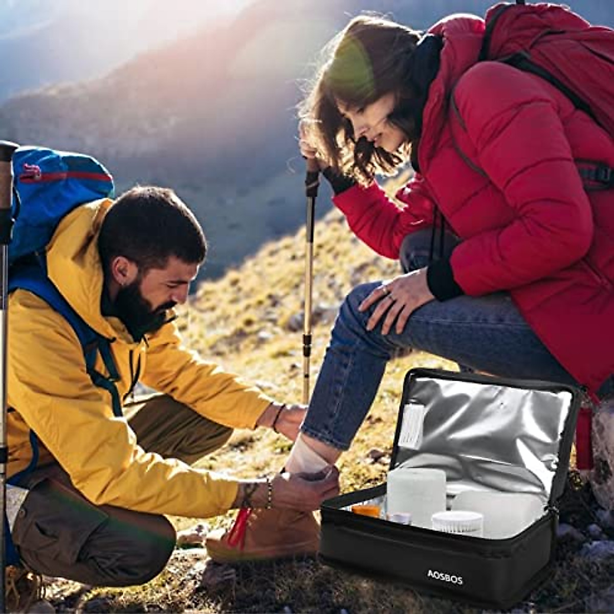 Aosbos Insulated Lunch Bag Small Lunch Box for Men Women Compact Lunch Bags Mini Food Storage Bag Flat Cooler Bag Thin Lunchbox Black Reusable Sandwich Bags Portable Snack Bag Tiny Thermal Bag