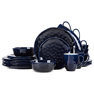 Stone lain Ivy Porcelain Dinnerware Set, 24-Piece Service for 6, Navy Blue