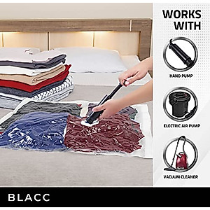 BLACC Vacuum Storage Bags, Compression Sealer for Clothes, Duvets, Blankets, Pillows, No-Loss Valve, 6 XLarge Bag, Premium Quality (SET PACK OF 6)