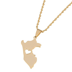 Stainless Steel Peru Map Pendant Necklaces Women Map of Peru Peruvian Jewelry