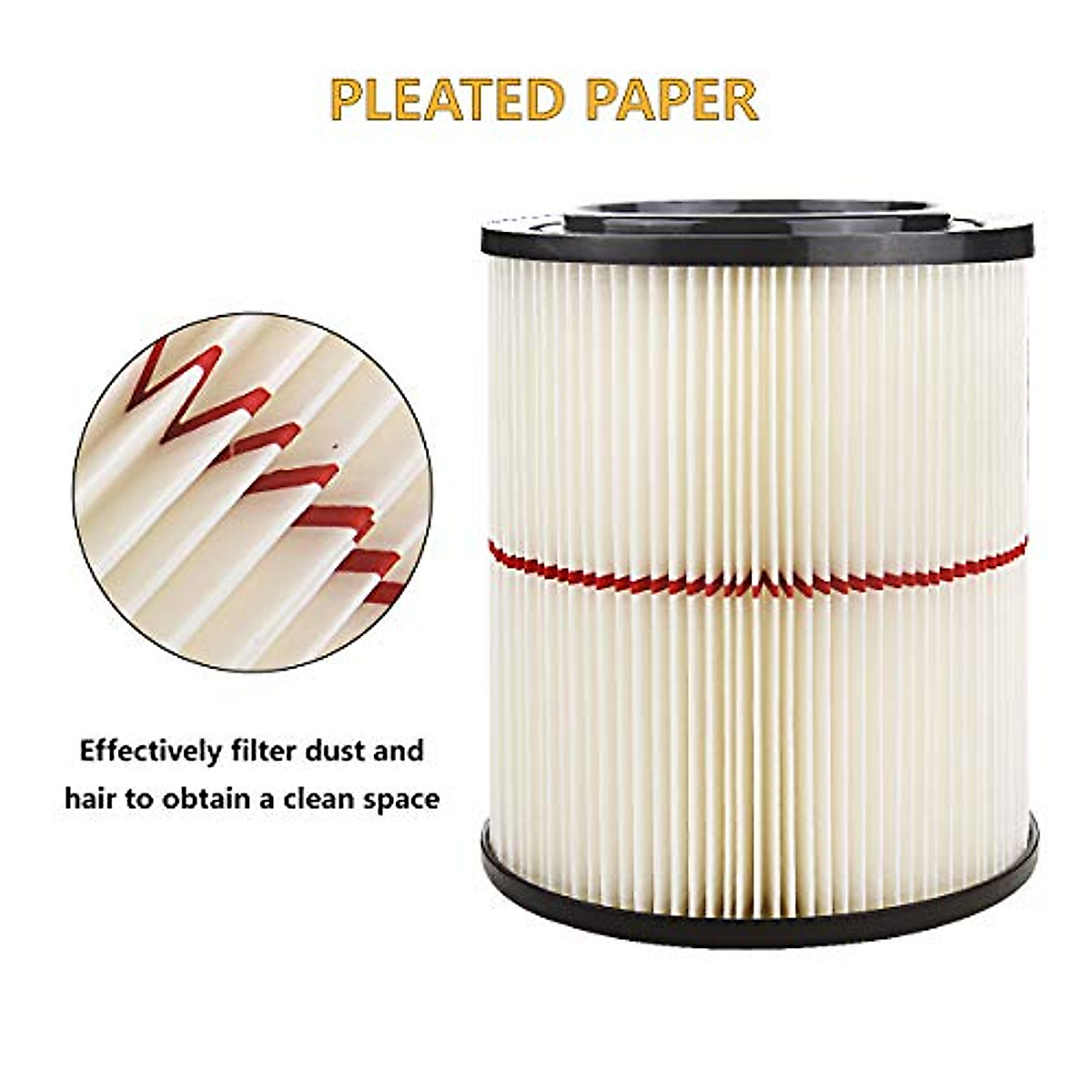 A-KARCK Replacement Filter for Craftsman Vacuum 9-17816 2Pack, Red Stripe Cartridge Filter for Replaces Part 17816