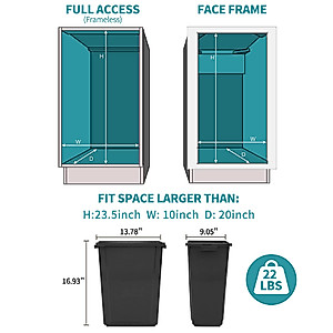 ONG Undermount trash bin pull out trash can under cabinet,Sliding Pull-Out Kitchen under Mount Waste Containers, Trash Bins Recycling Garbage Can, Heavy-Duty Steel Frame, 32-Quart Kitchen Cabinet Organizer, with Soft-Close Slides, Waste Basket Included